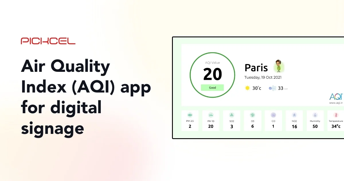 Air Quality Index (AQI) weather app for digital signage